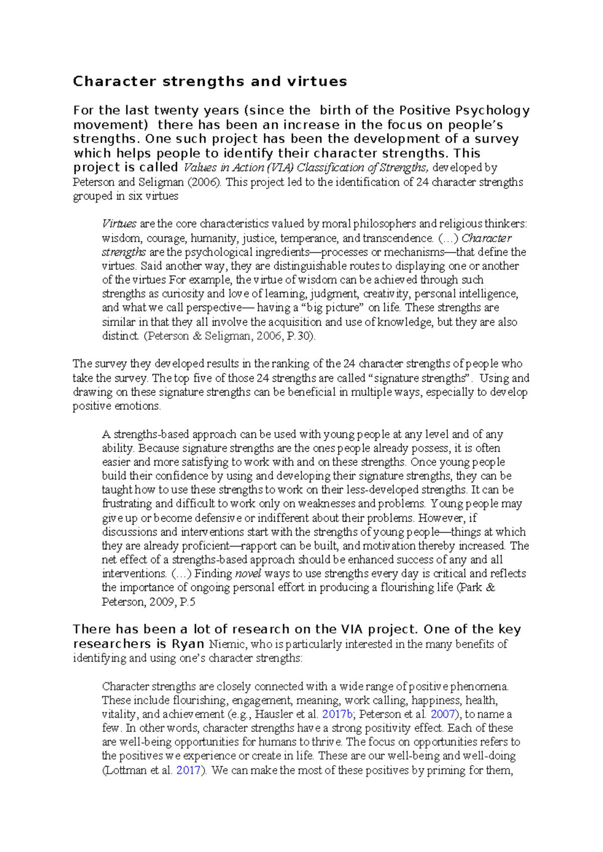 13 UNI102 Character strengths and virtues - Character strengths and ...