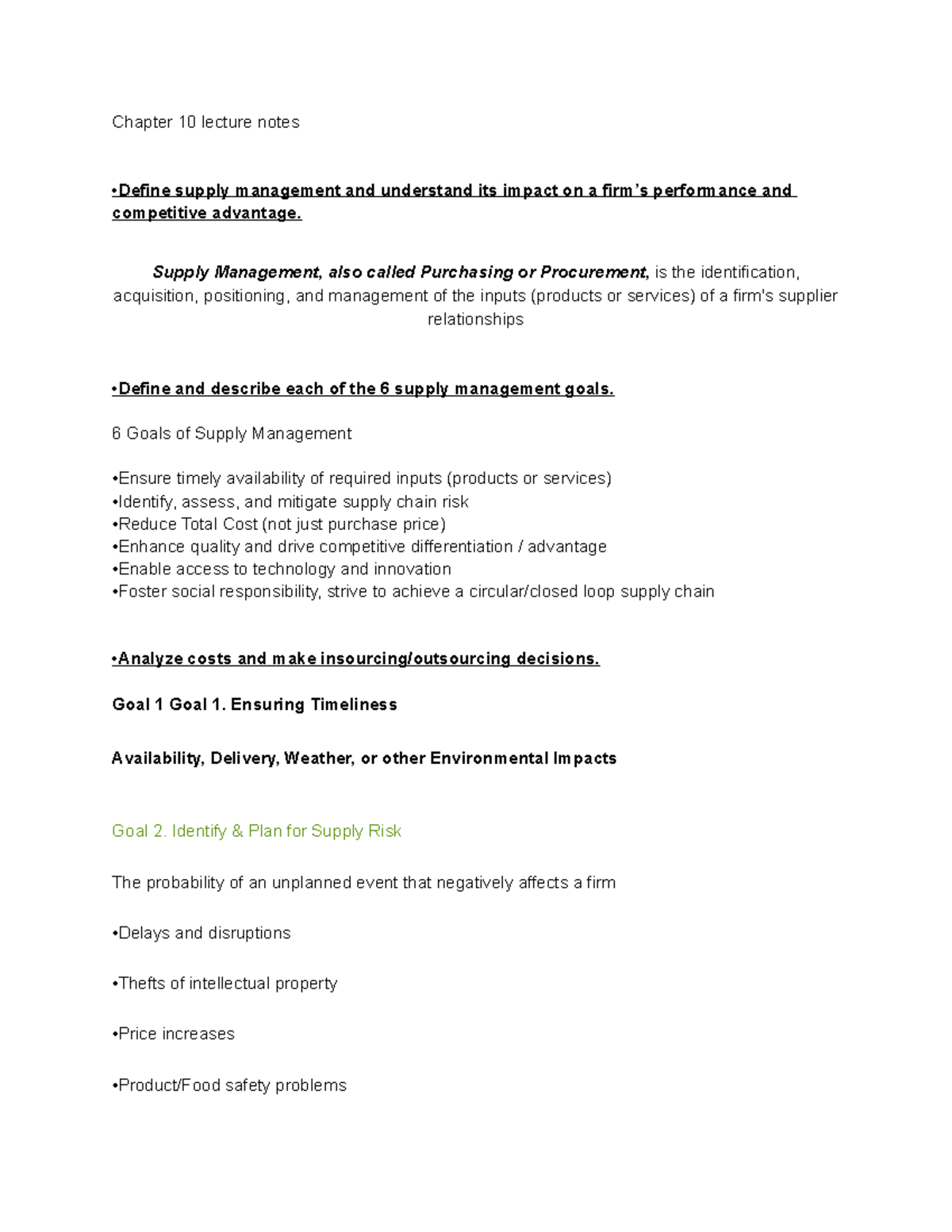 Chapter 10 lecture notes - Chapter 10 lecture notes •Define supply ...