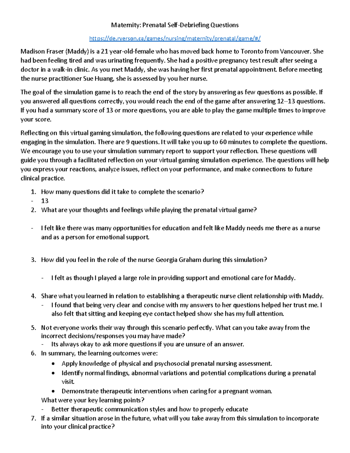 Prenatal debrief questions - Maternity: Prenatal Self-Debriefing ...