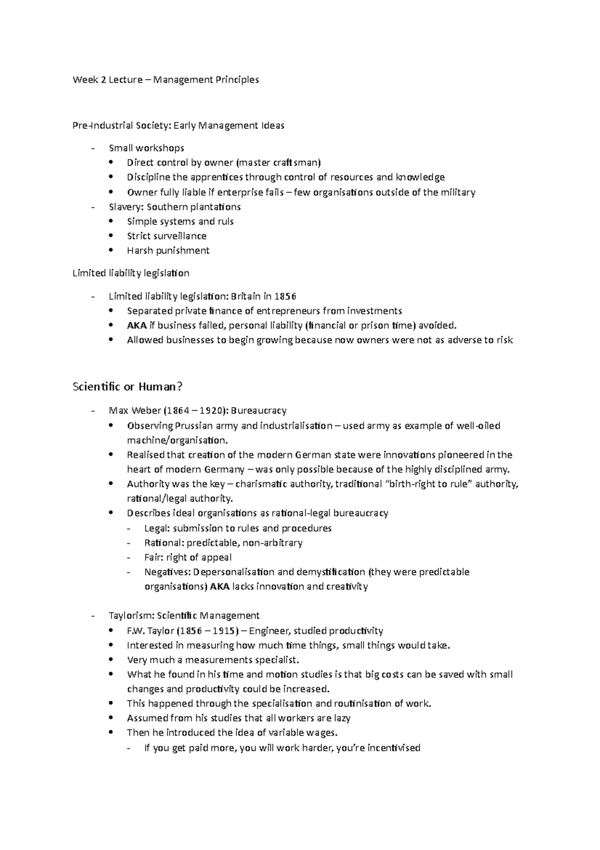 Week 2 Lecture - Management Principles - 021129 - Studocu