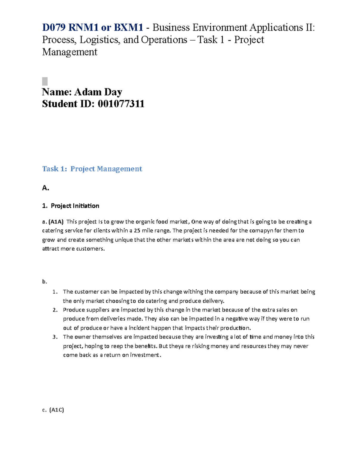 Task 1 D079 - dsadgn - D079 RNM1 or BXM1 - Business Environment ...