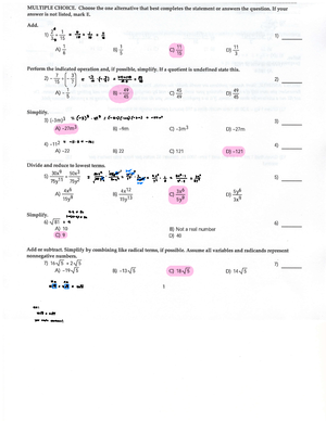 Practice paper for trigonometry - hyp hy b2 = a +ch % 193 - C T opp c ...