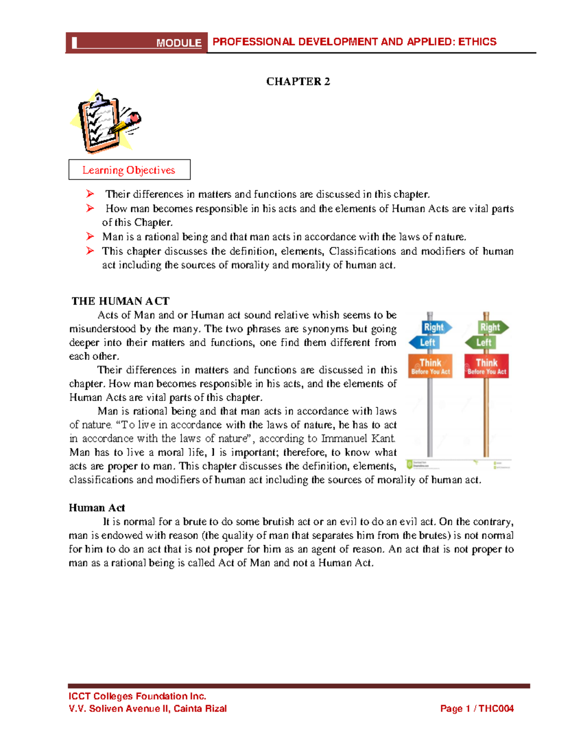 Module 2 THC004 Chapter - ICCT Colleges Foundation Inc. CHAPTER 2 Their ...