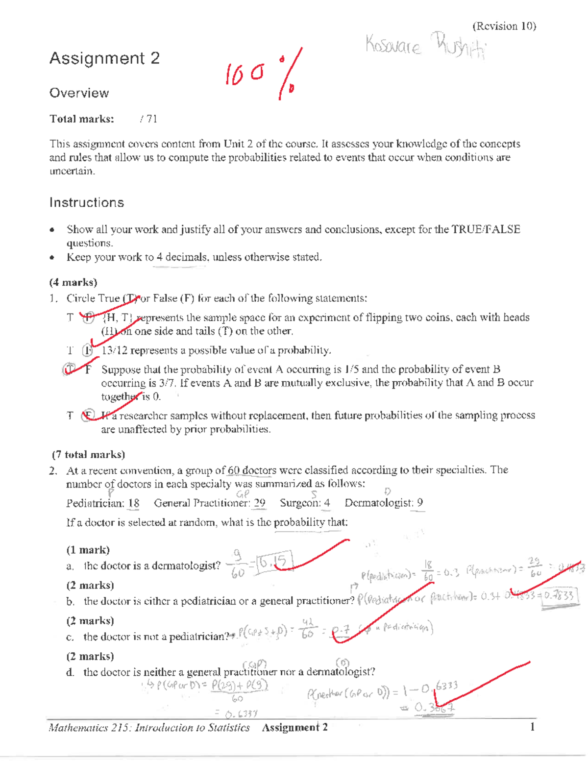 Assignment 2 - Math 215 - Studocu