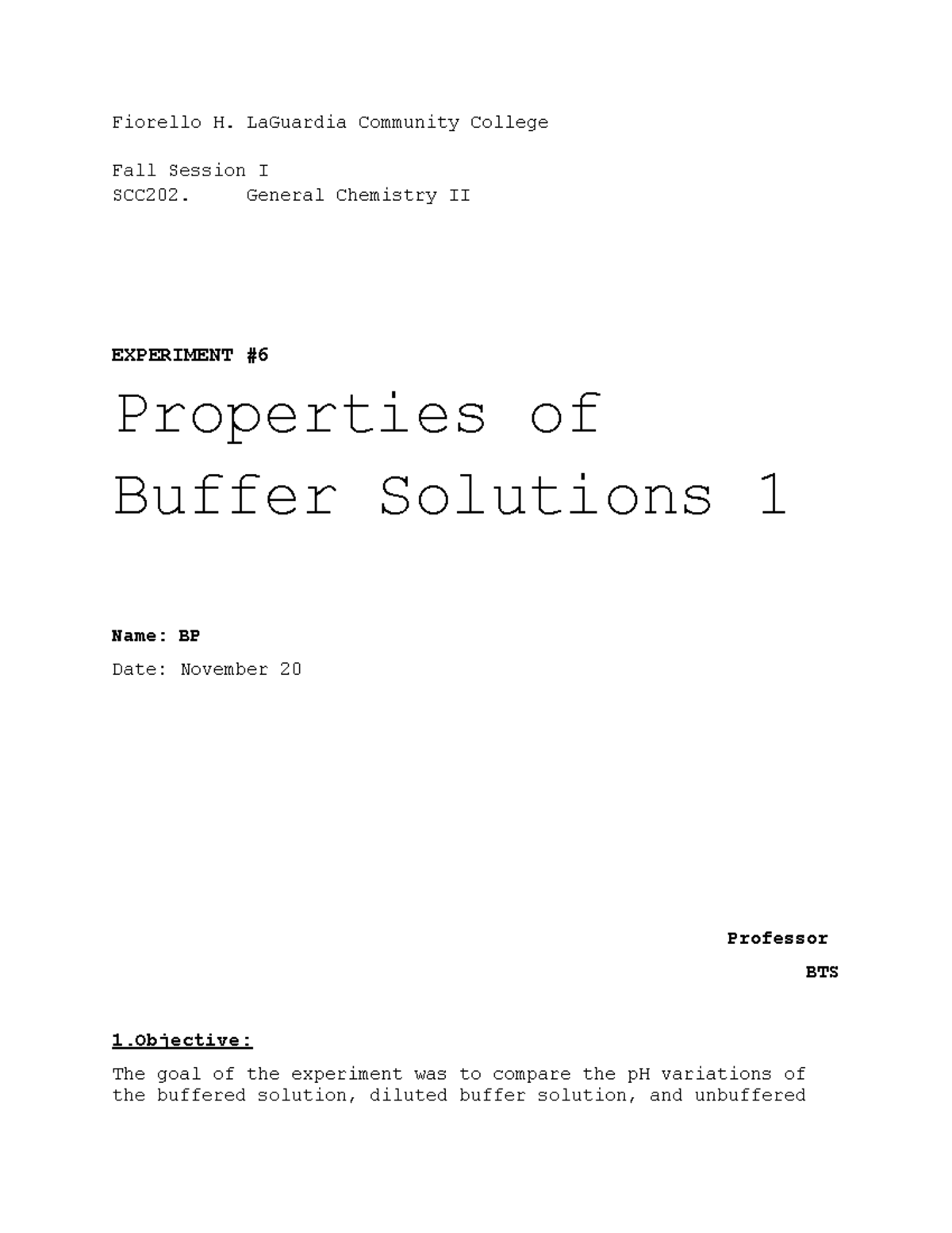 Lab6-Properties of Buffer Solutions 1 - Fiorello H. LaGuardia Community ...