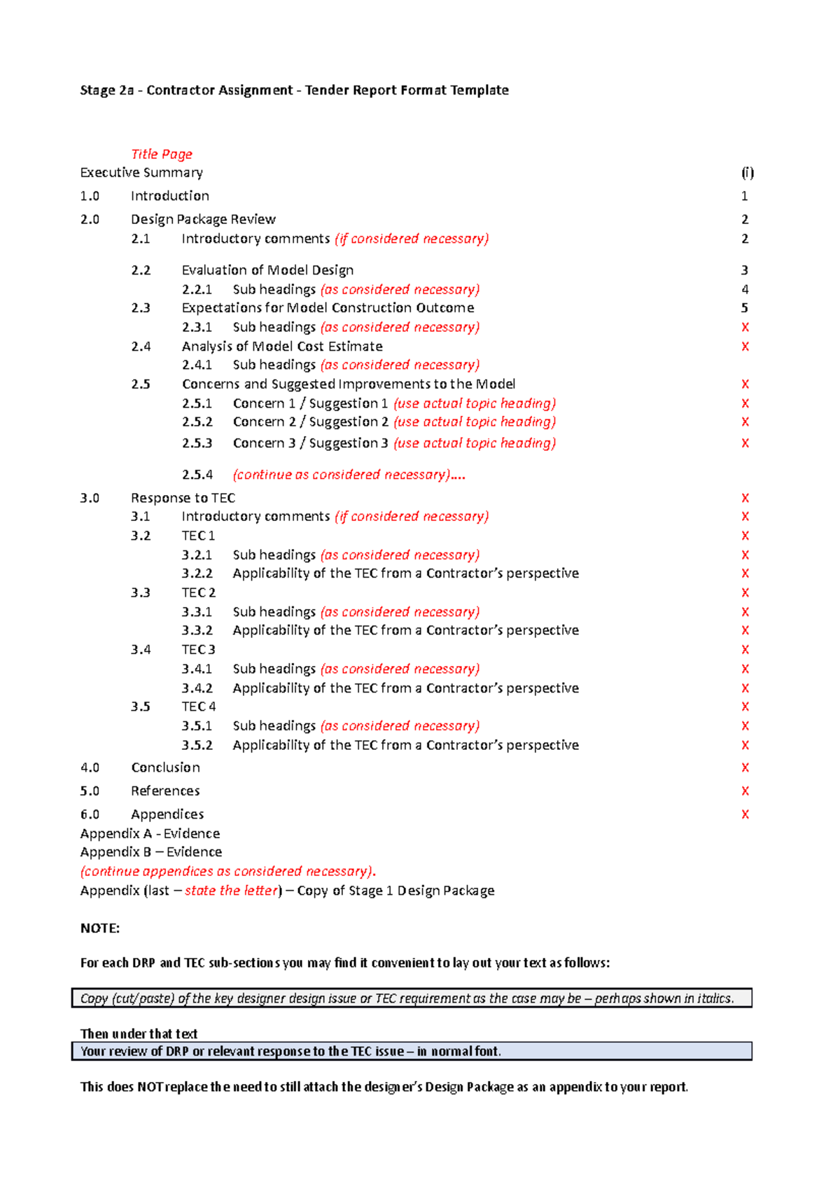 INDE1001 - Workshop 8.3 - Stage 2a Contractor Tender Report Template ...