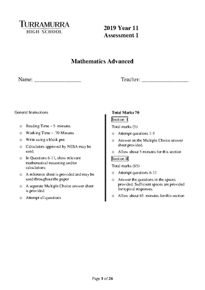 math advanced - Grade: 11 - New South Wales Higher School Certificate ...