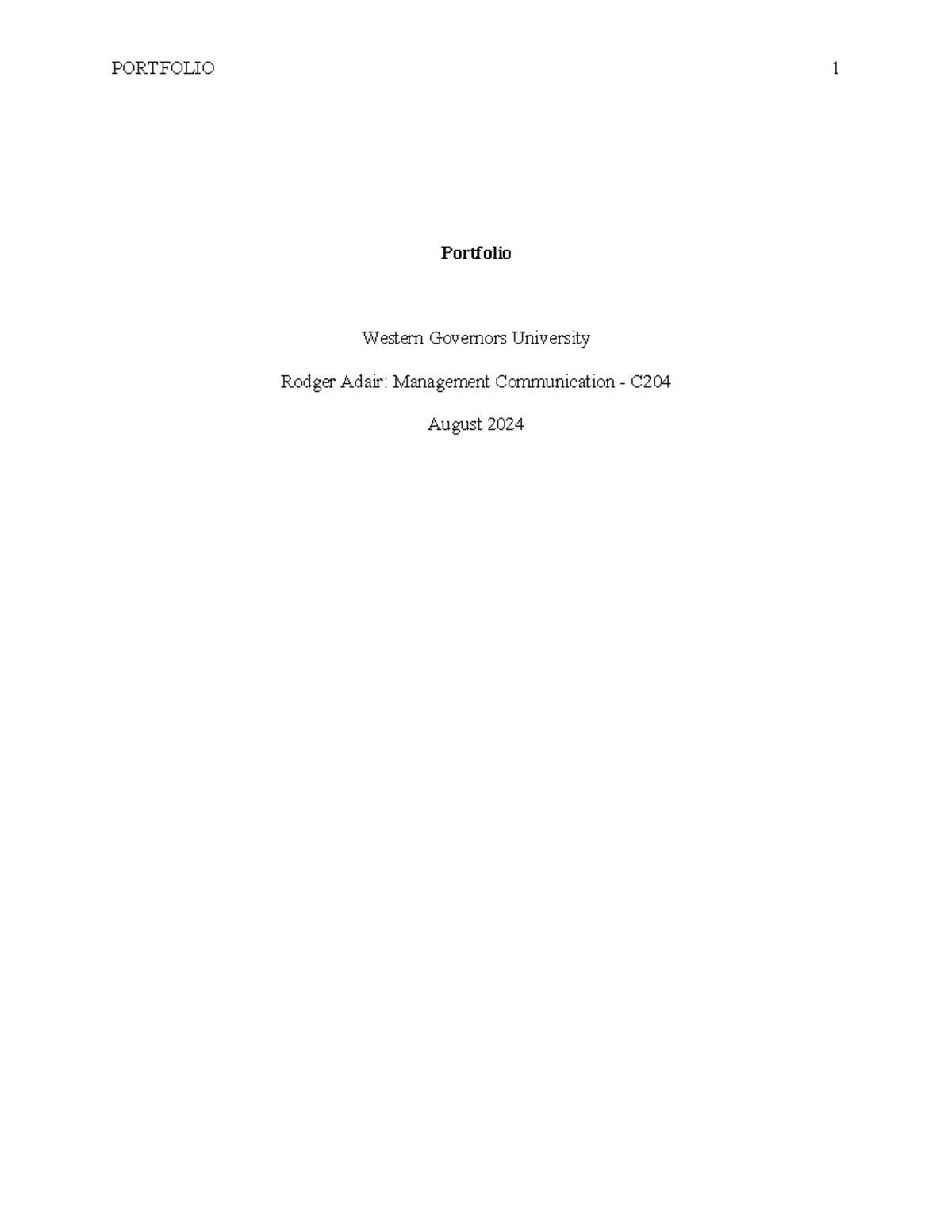 C204 Portfolio Task 1 - Portfolio Western Governors University Rodger ...