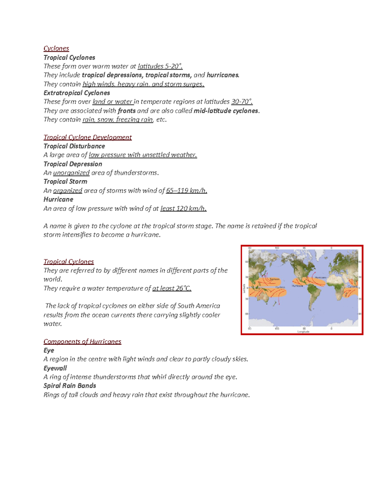 Natural disasters Lecture 8 - Cyclones Tropical Cyclones These form ...