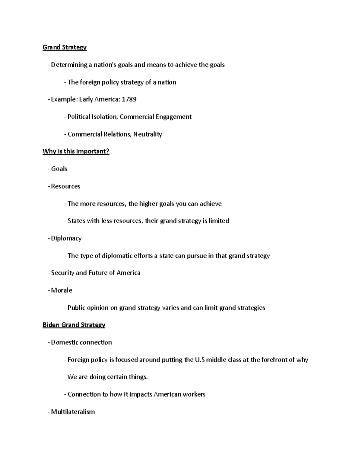 Grand Strategy - Lecture Notes - Grand Strategy - Determining a nation ...