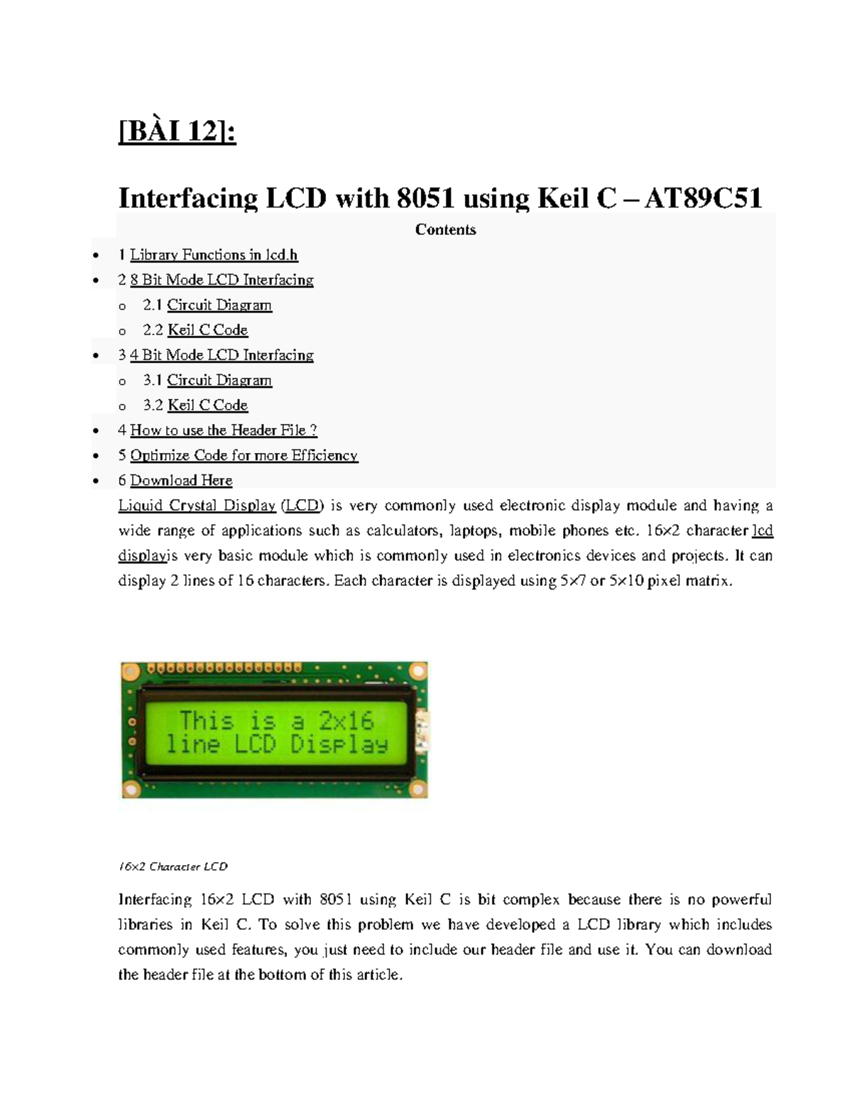 Lab12 Lcd16x2 Tài Liệu Bt Vi điều Khiển BÀi 12 Interfacing Lcd With 8051 Using Keil C