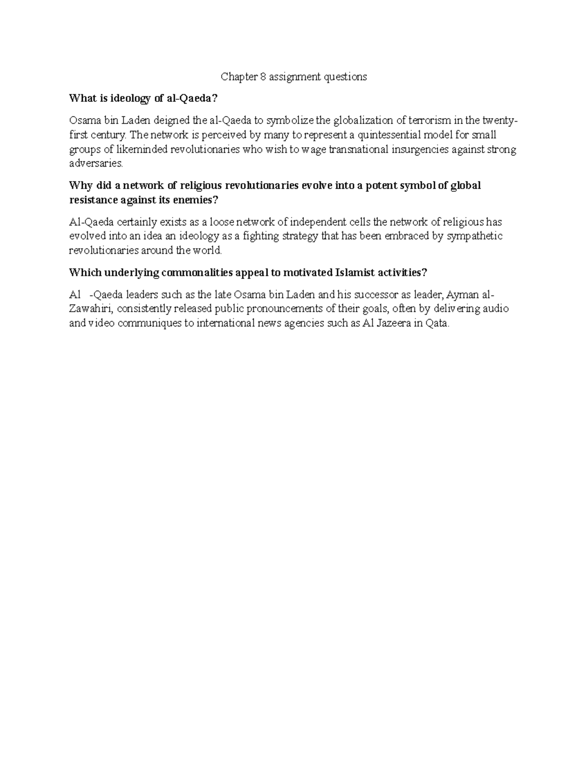 Chapter 8 - book study questions - Chapter 8 assignment questions What ...