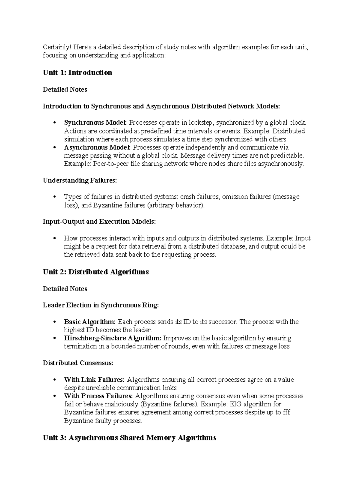 Distributed and parallel algorithms - Certainly! Here's a detailed ...