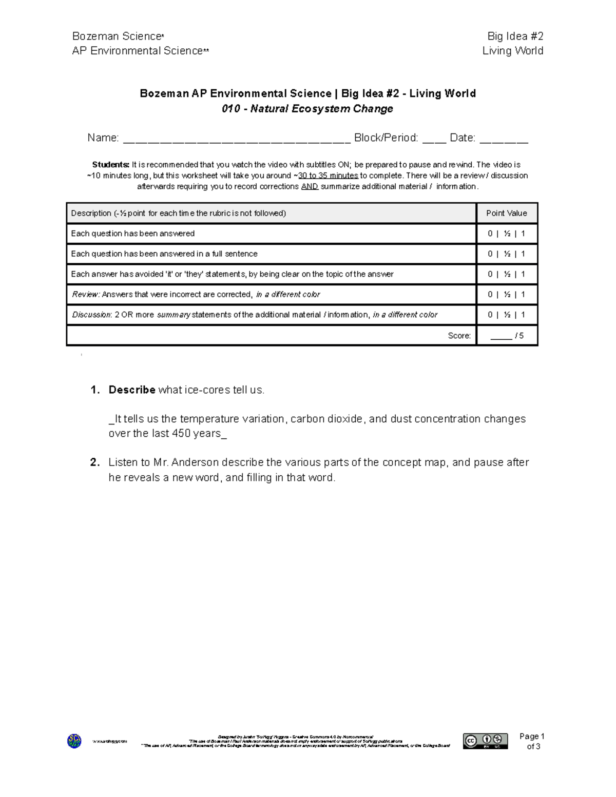 Copy of 010 - Natural Ecosystem Change Student Print - Bozeman Science ...