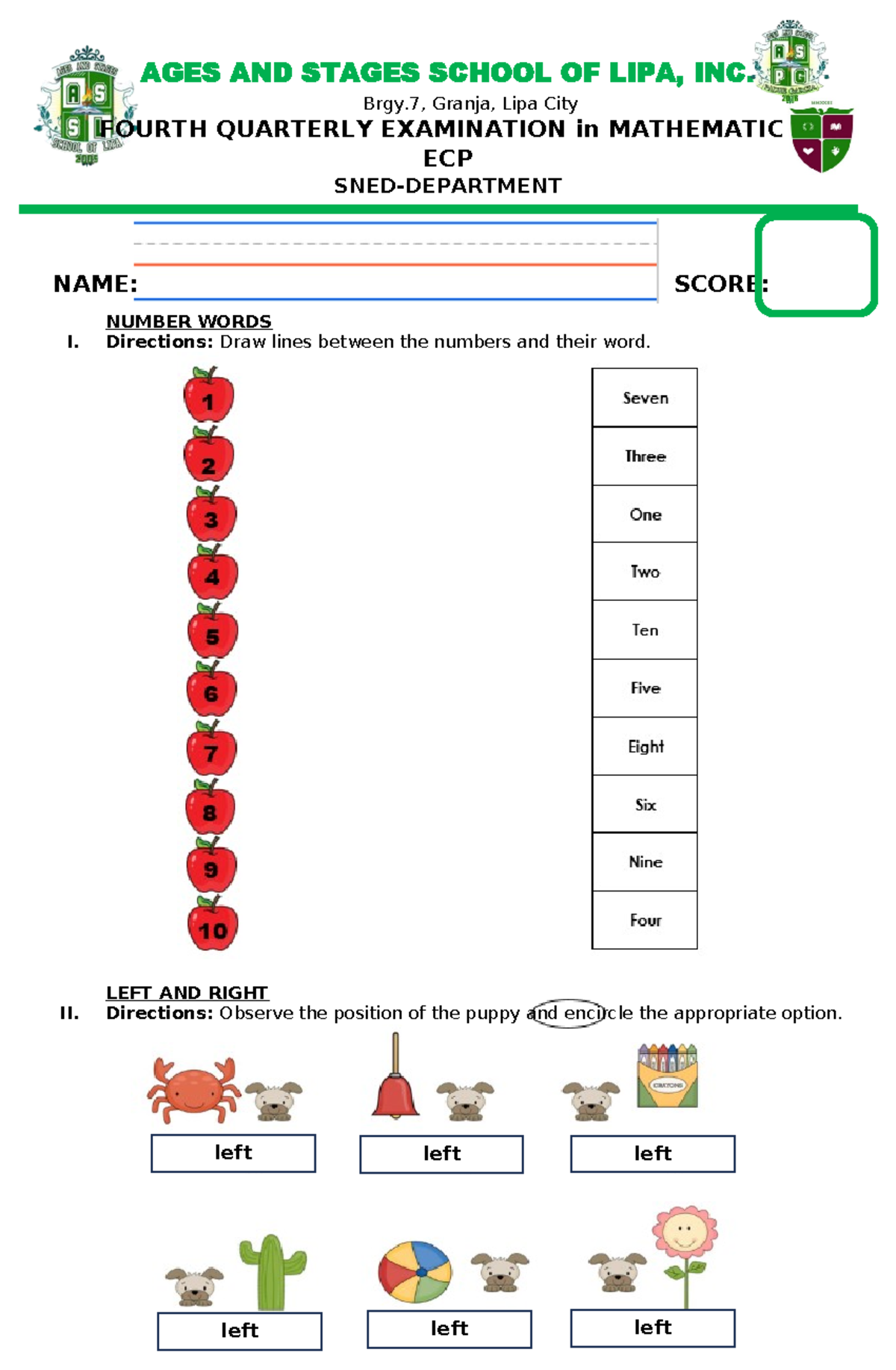 4th Quarter Exam-ECP - hxzjBXBDFSDS - AGES AND STAGES SCHOOL OF LIPA ...