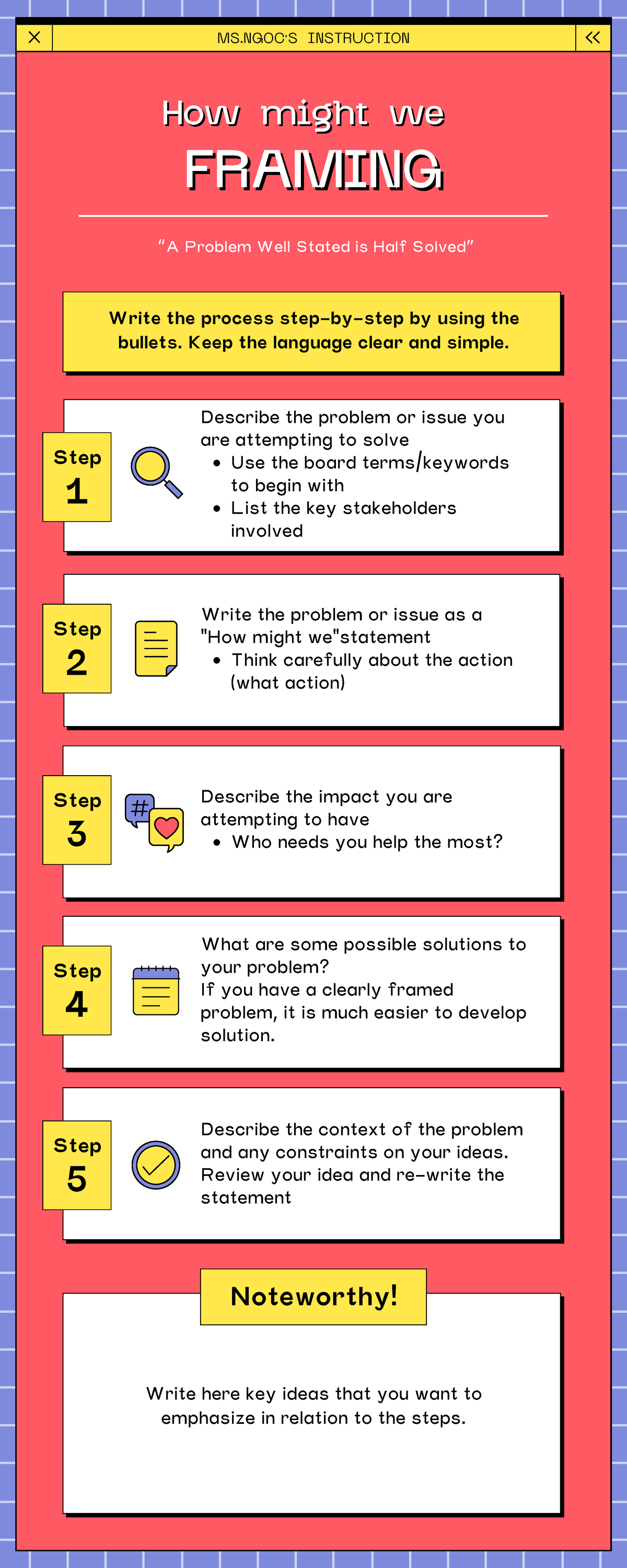 How might we framing - nothing - MS'S INSTRUCTION Write the process ...