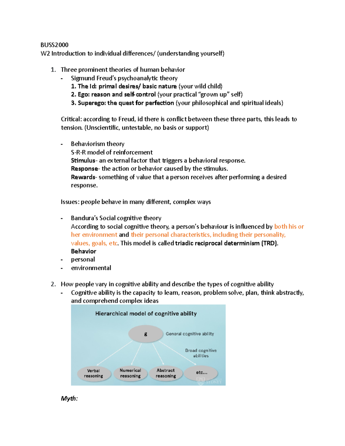 BUSS2000 w2 - BUSS W2 Introduction to individual differences ...