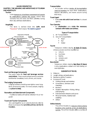 Macro Lesson 1-5 - MACRO PERSPECTIVE OF TOURISM AND HOSPITALITY Lesson ...
