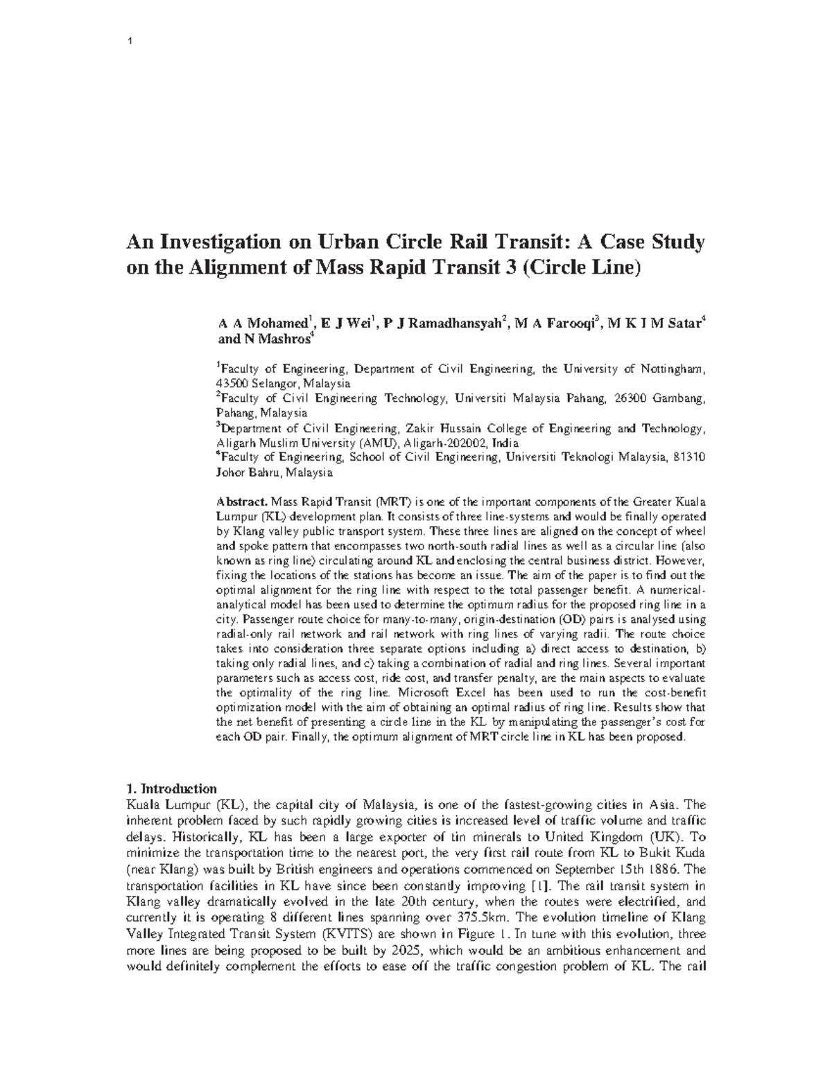 An Investigation On Urban Circle Rail Transit Mass Rapid Transit Mrt Is One Of The Important
