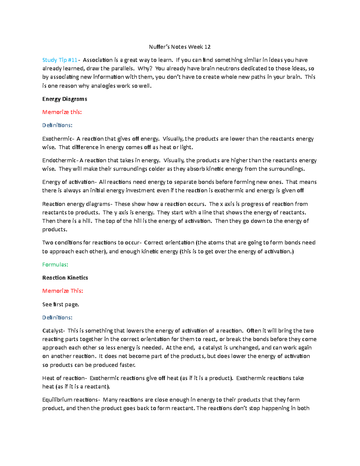 Nuffer's Notes Week 12 - Nuffer’s Notes Week 12 Study Tip #11 ...