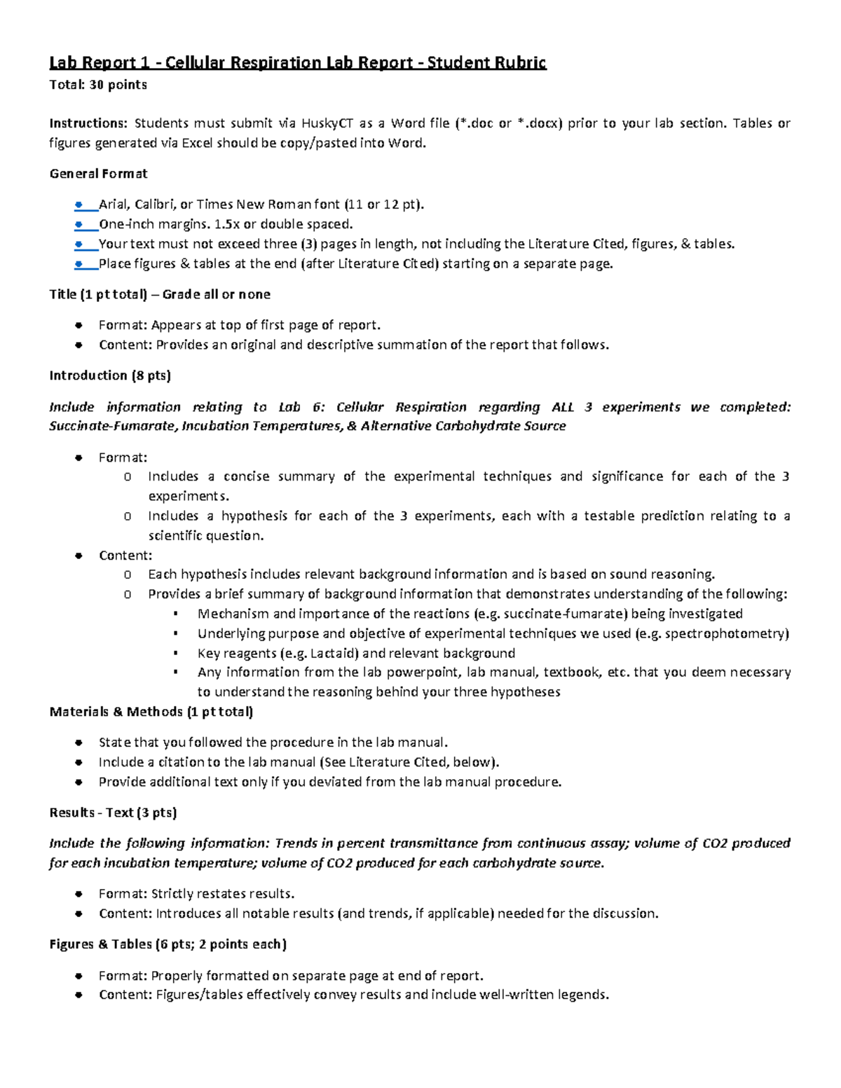 Lab Report 1 - Cellular Respiration Lab Report - Student Rubric ...