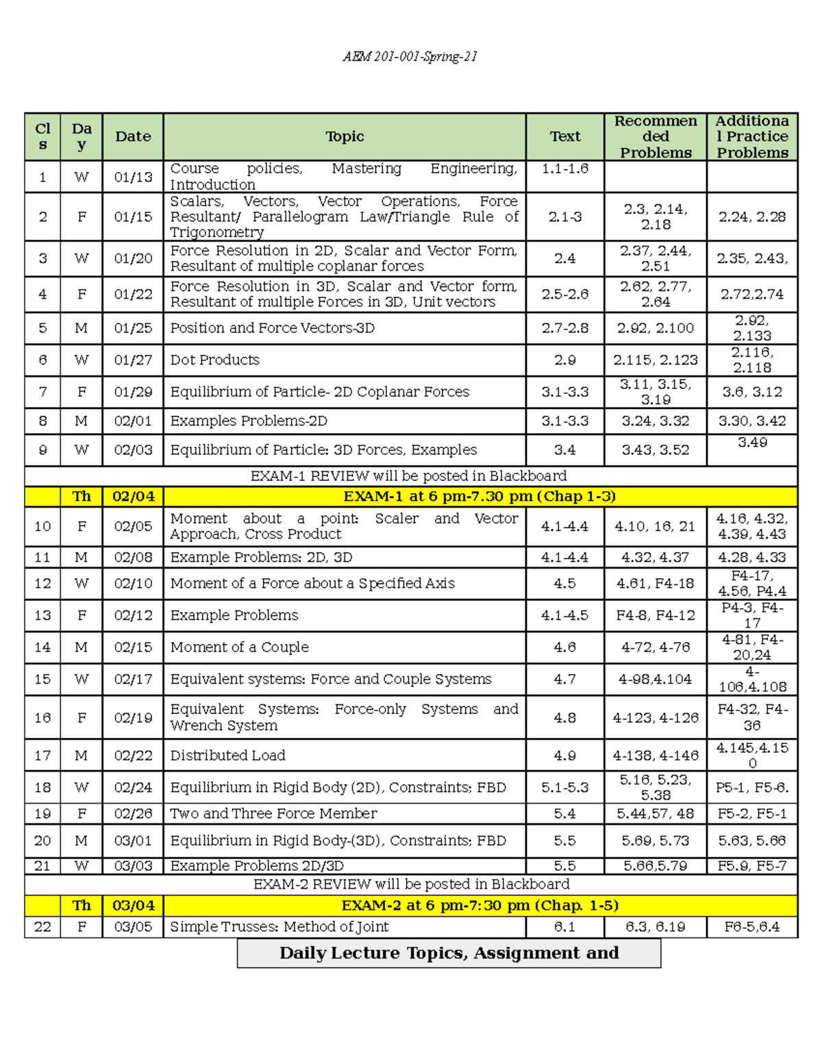 AEM 201-Assignment-Sp-21 (1) - AEM 201-001 - Spring- Cl s Da y Date ...