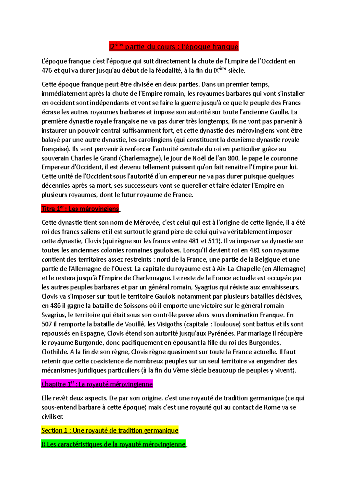 L'époque franque (2ème partie) - I2 ème partie du cours : L’époque ...