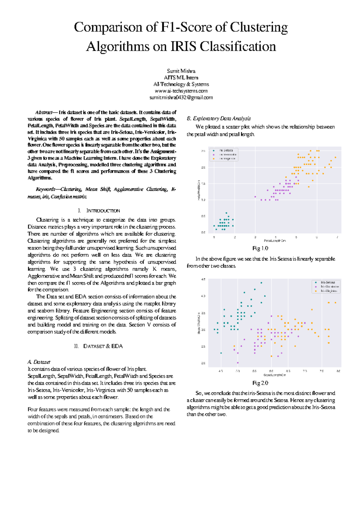 Comparison of F1 Score of Clustering Alg - Comparison of F1-Score of ...