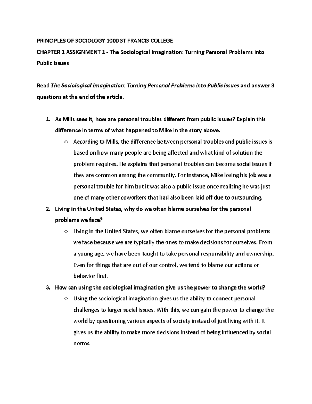 Principles of Sociology - The Sociological Imagination - PRINCIPLES OF ...