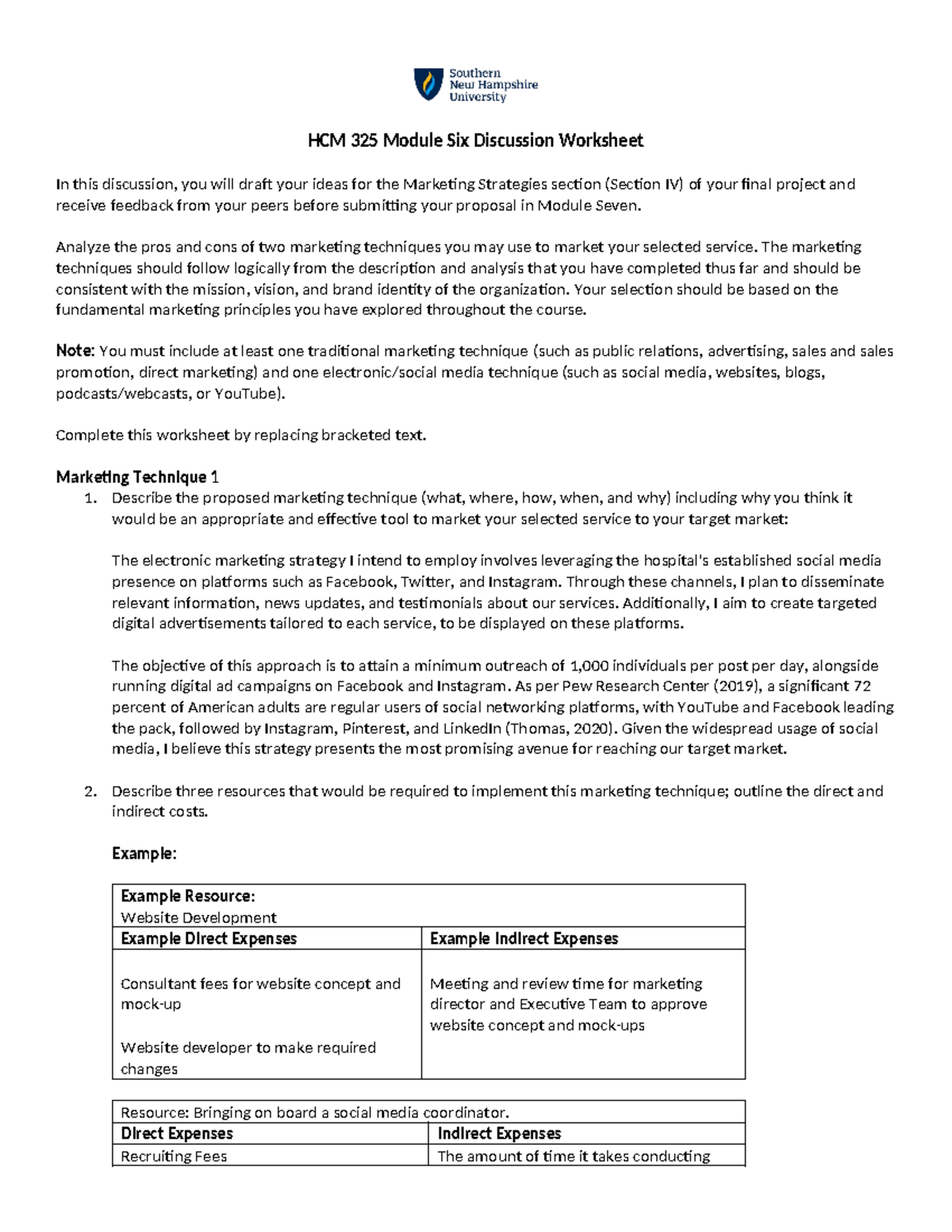 Week Six Discussion - HCM 325 Module Six Discussion Worksheet In this ...