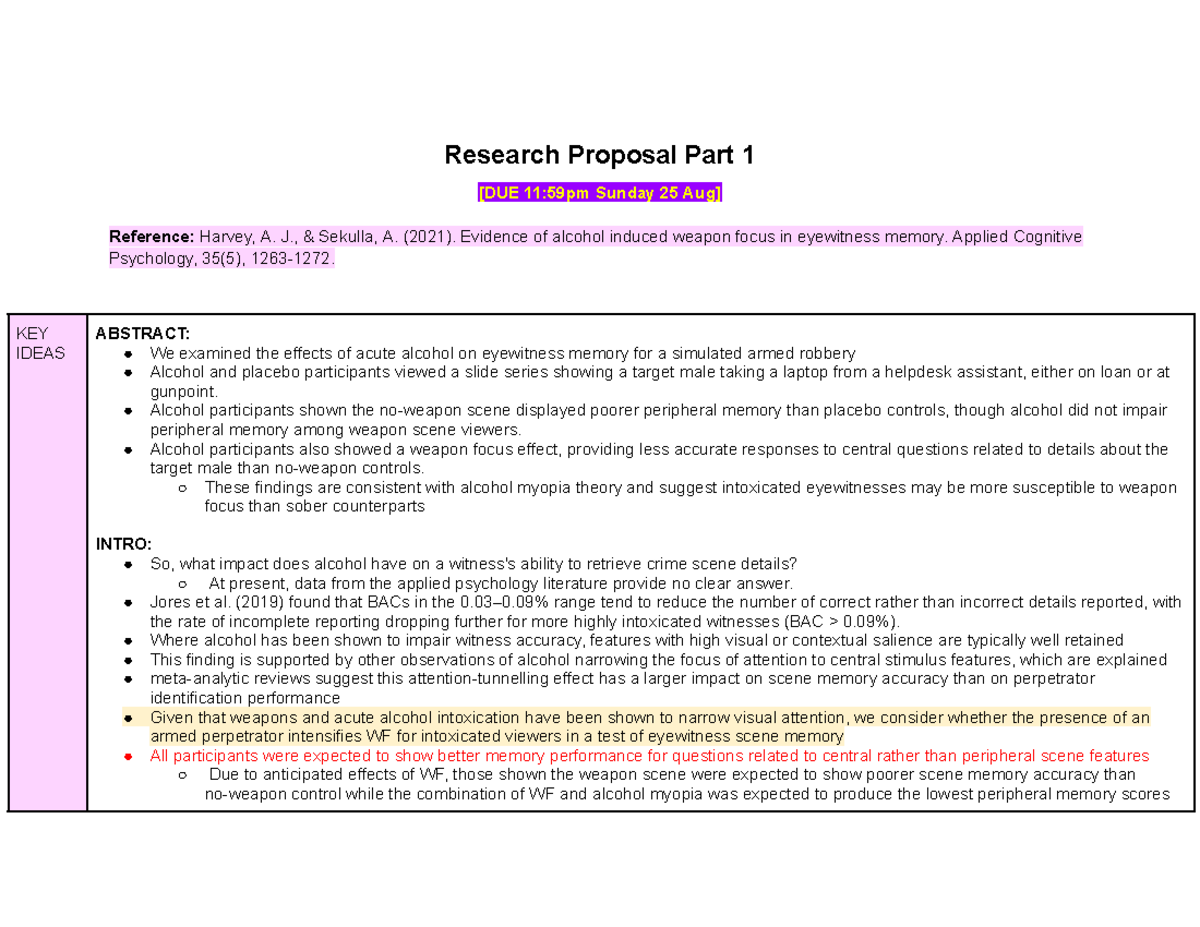 Cognitive Processes Research Proposal Part 1 Draft - Research Proposal Part 1 [DUE 11:59pm ...