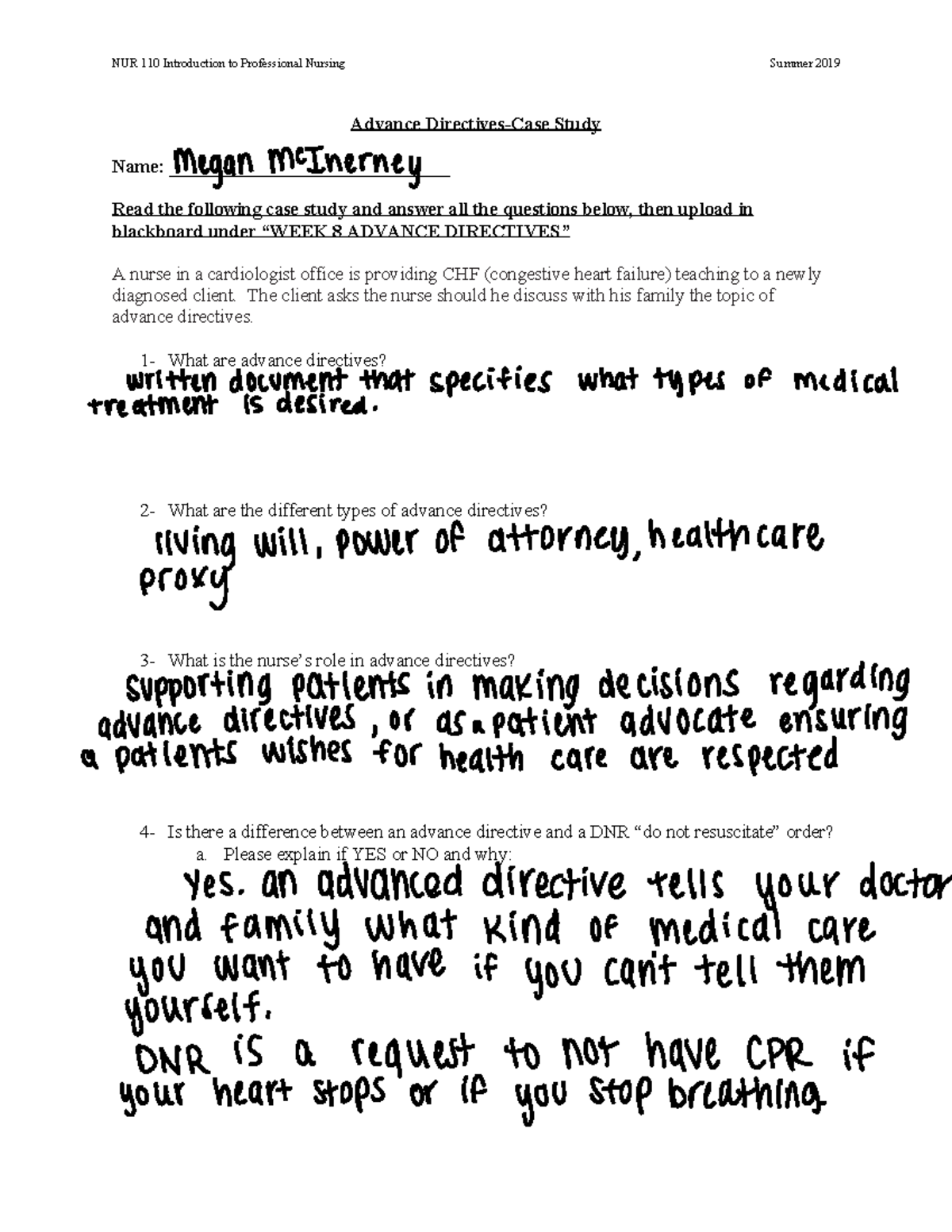 WK+7+Advanced+Directives - NUR 110 Introduction to Professional Nursing ...