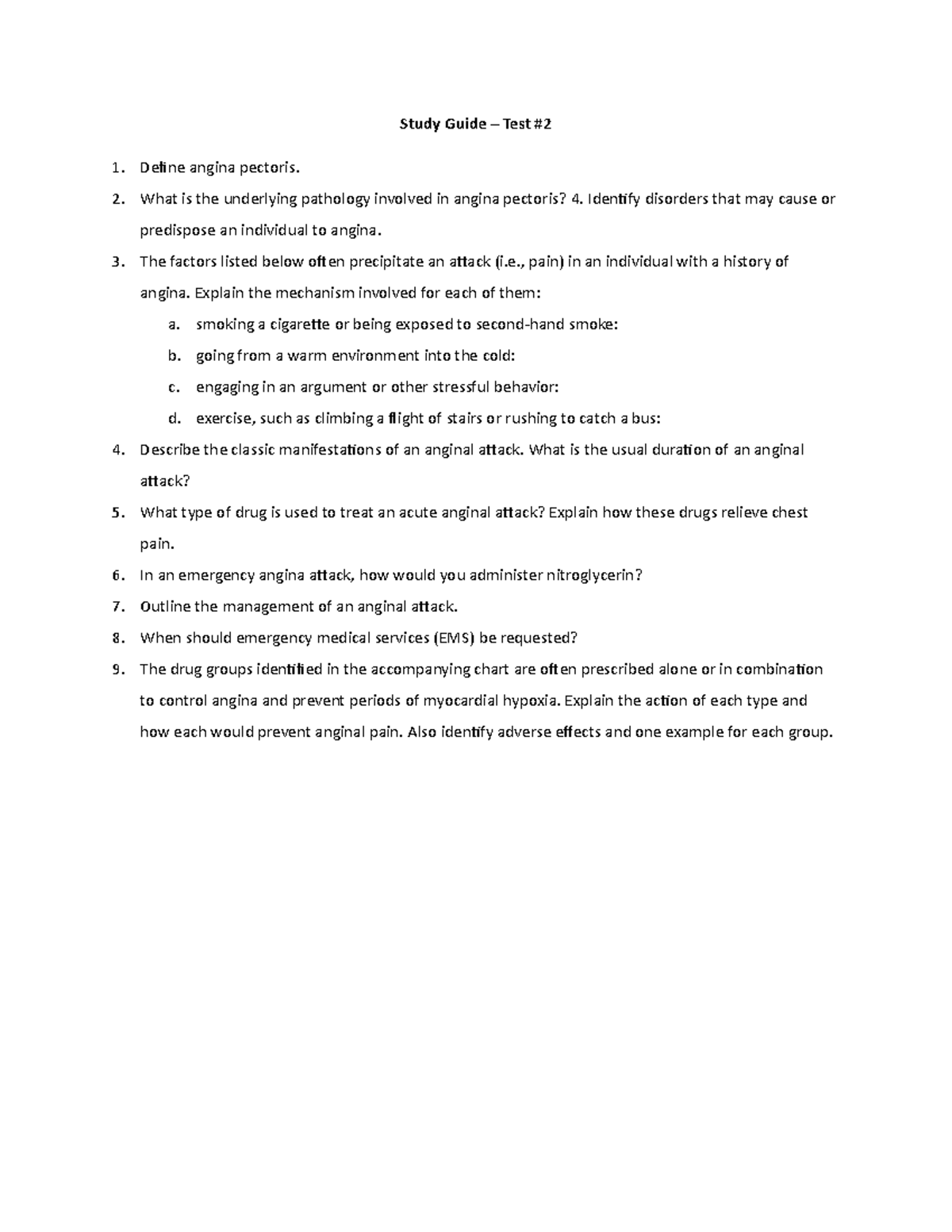 Study Guide - Test #2 - Test review - Study Guide – Test # Define ...
