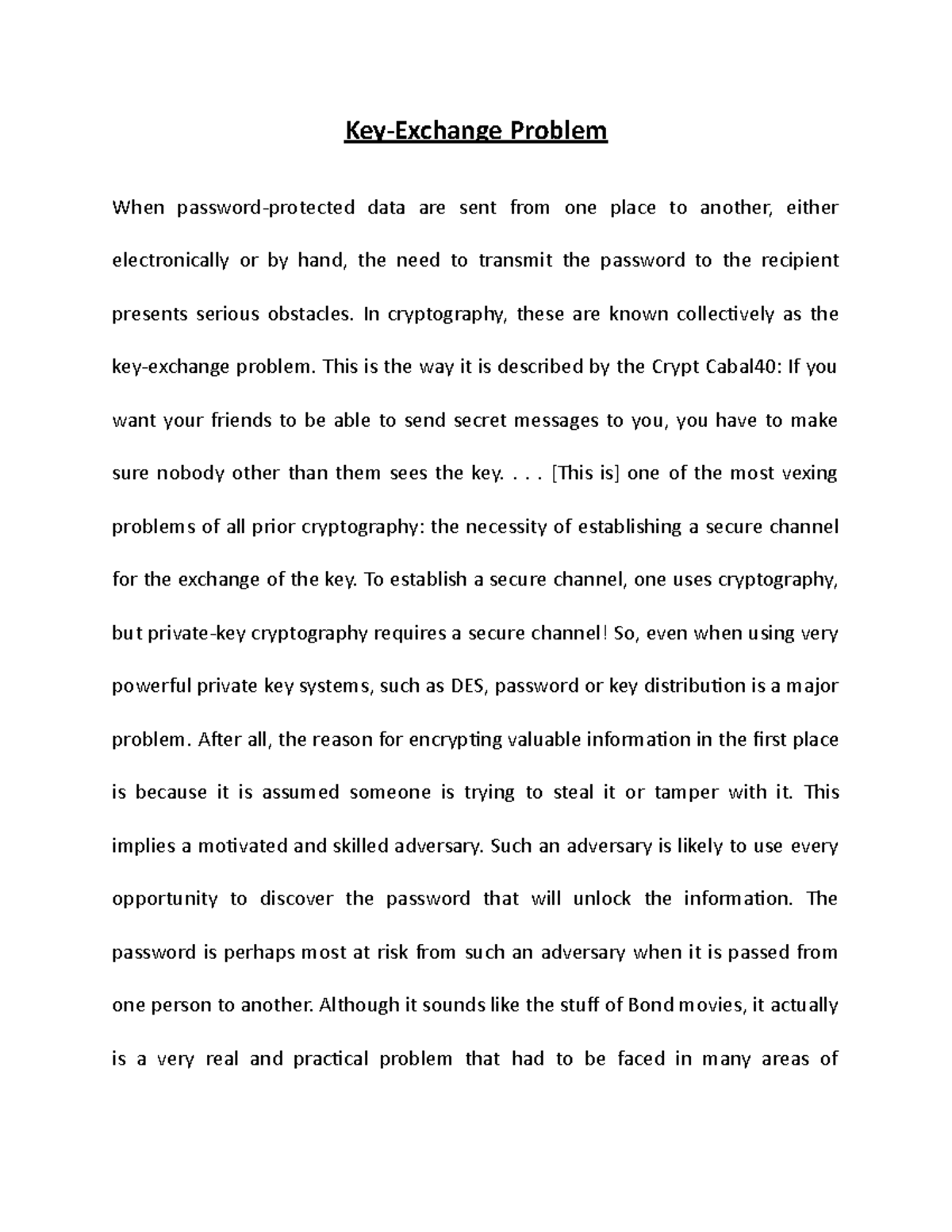 Key-Exchange Problem - Key-Exchange Problem When password-protected ...