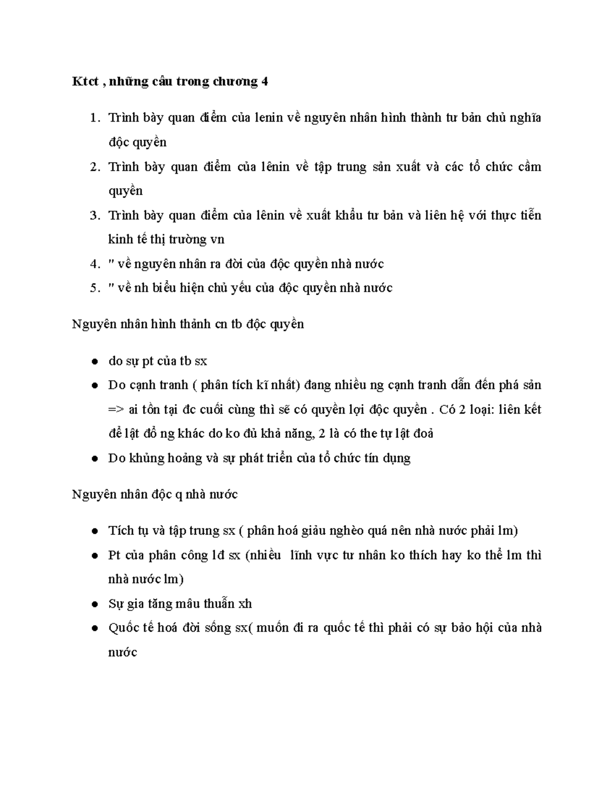 Ktct Những Câu Trong Chương 4 Ktct Những Câu Trong Chương 4 1 Trình Bày Quan điểm Của