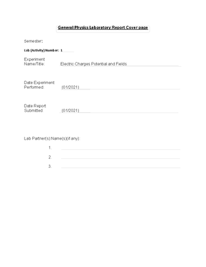 Lab 3: Ohm's Law Lab Report - General Physics Laboratory Report Cover ...