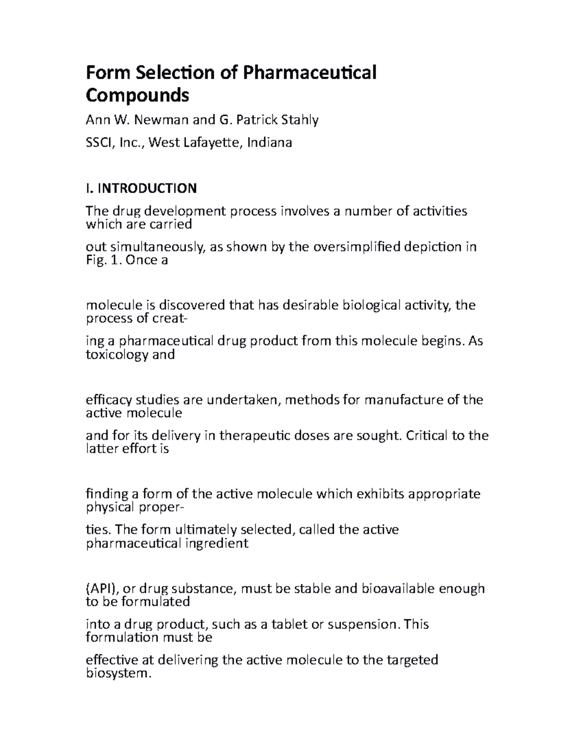 Form Selection of Pharmaceutical - Form Selection of Pharmaceutical ...