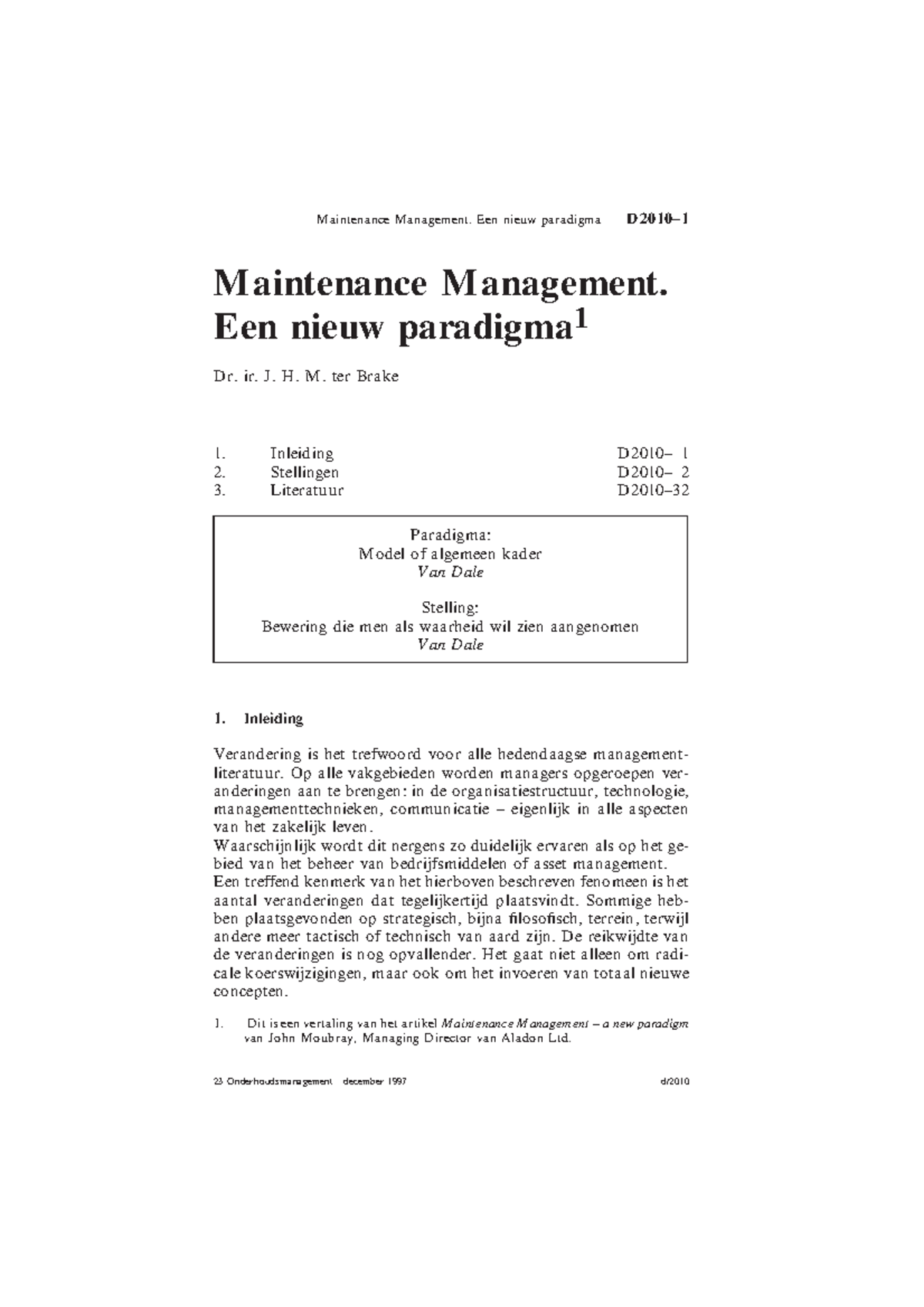 Maintenance Management Een nieuw paradigma - Maintenance Management ...
