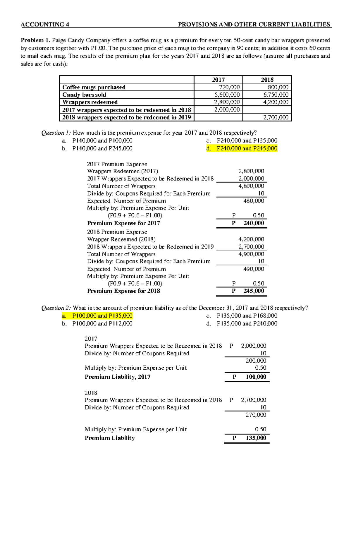 Additional Activity Provisions AND Other Current Liabilities ...
