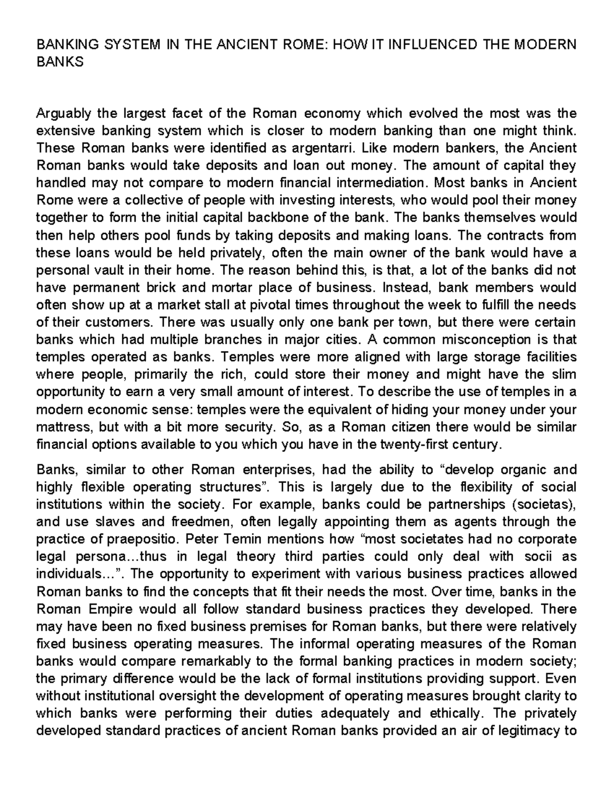 Banking System During THE Roman Empire - BANKING SYSTEM IN THE ANCIENT ...