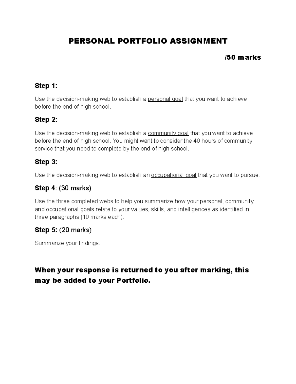 Careers - Assignment 5a 2 - Finding the Right Path by Targeting Goals ...
