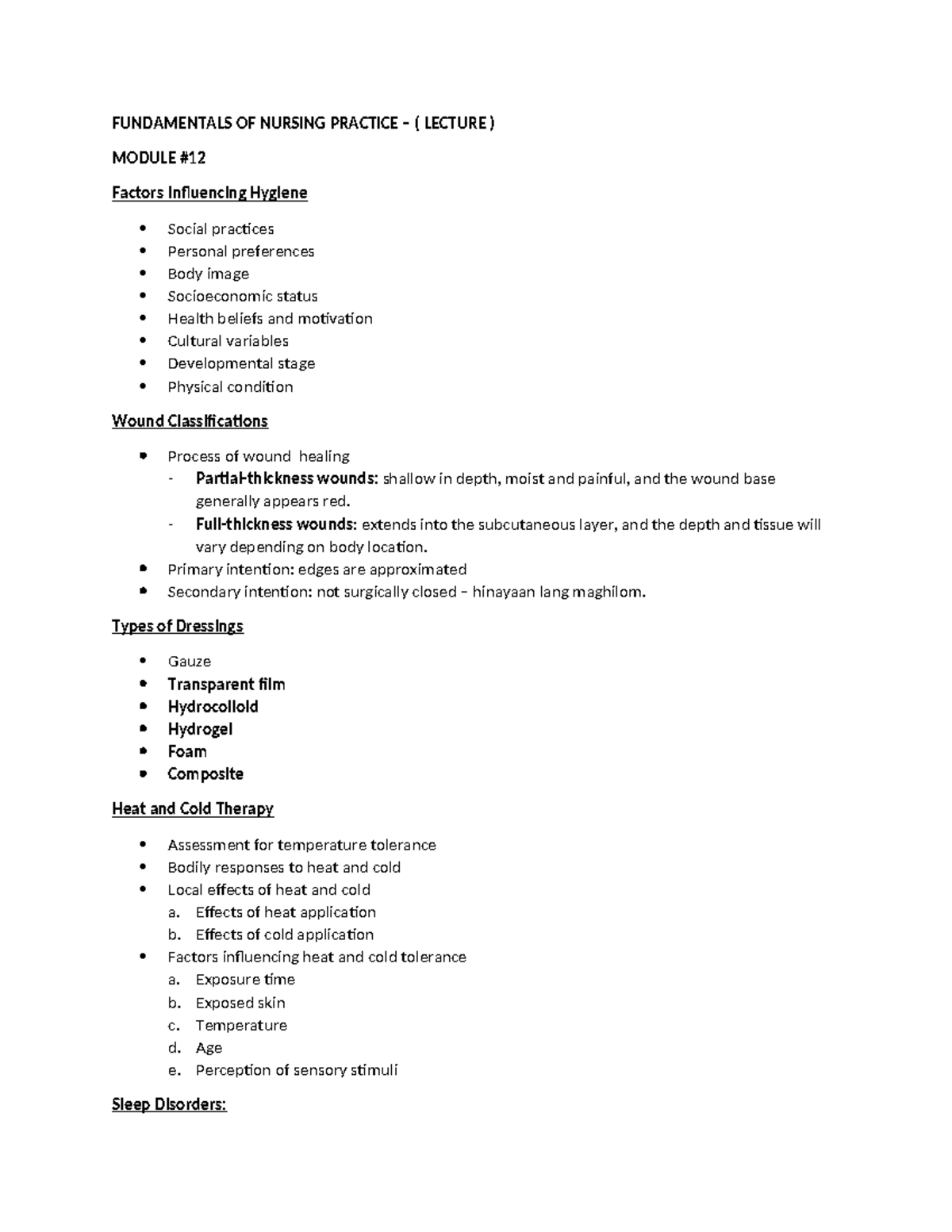 Funda-LEC Reviewer - FUNDAMENTALS OF NURSING PRACTICE – ( LECTURE ...