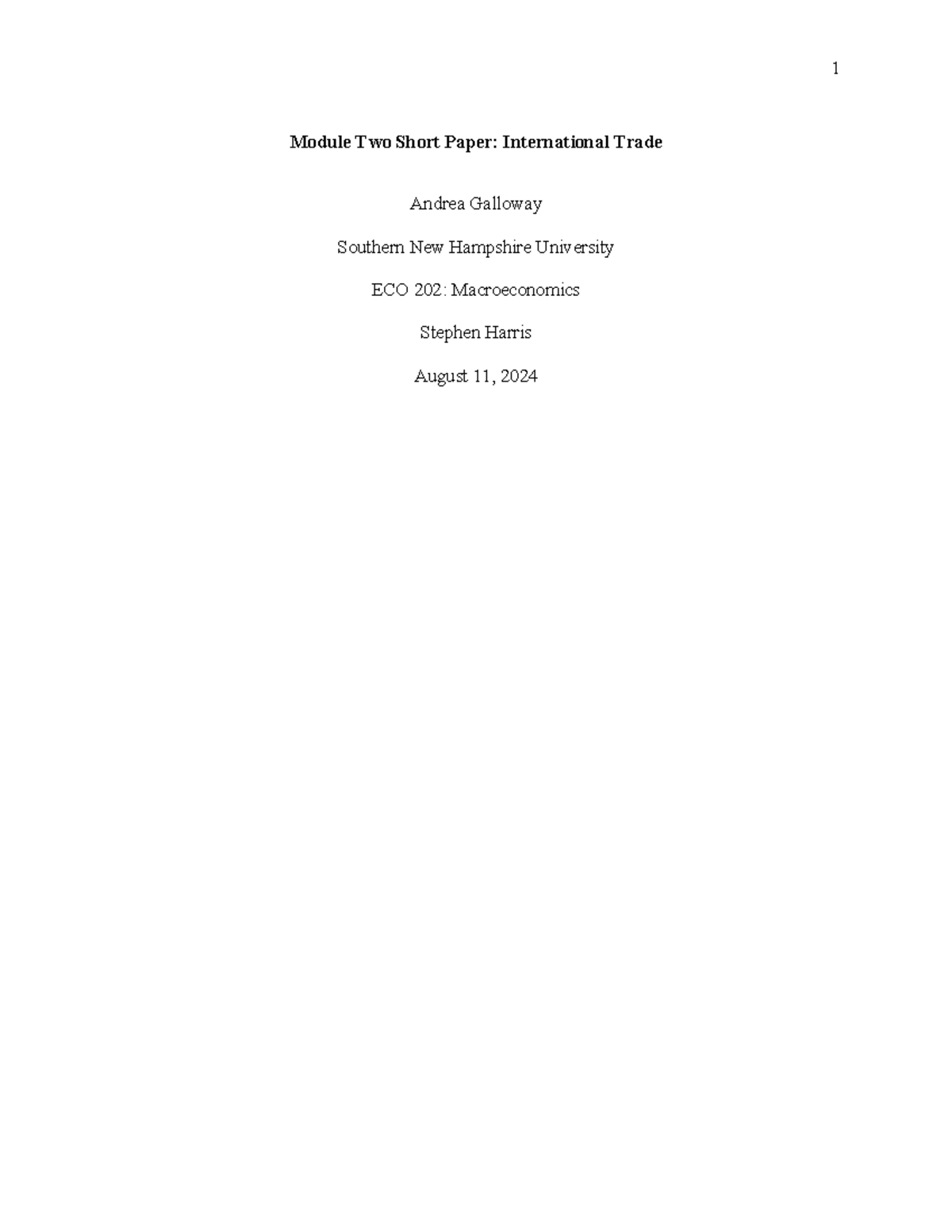 ECO 202 Module Two Short Paper Template - Module Two Short Paper ...