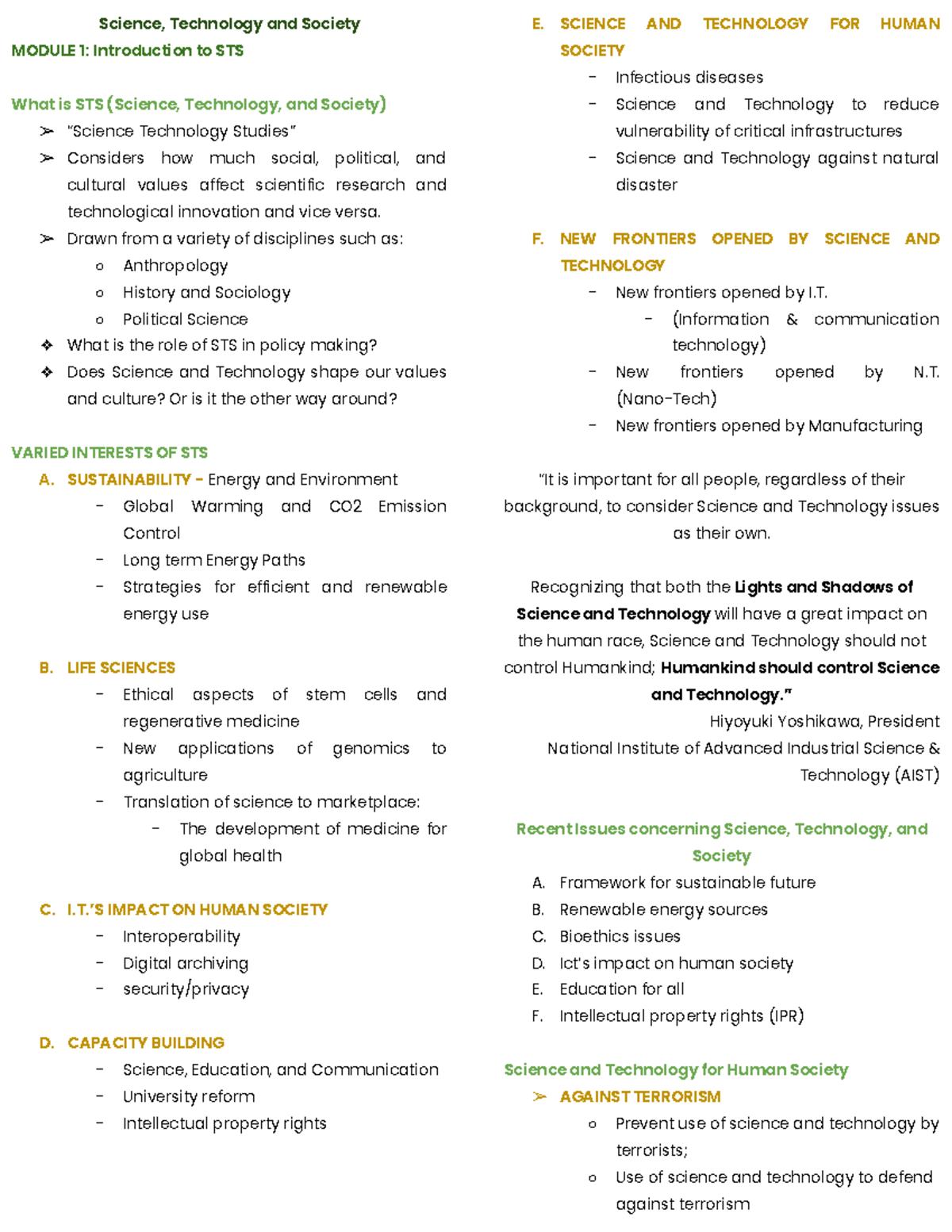 STS - Reviewer - Science, Technology and Society MODULE 1: Introduction ...