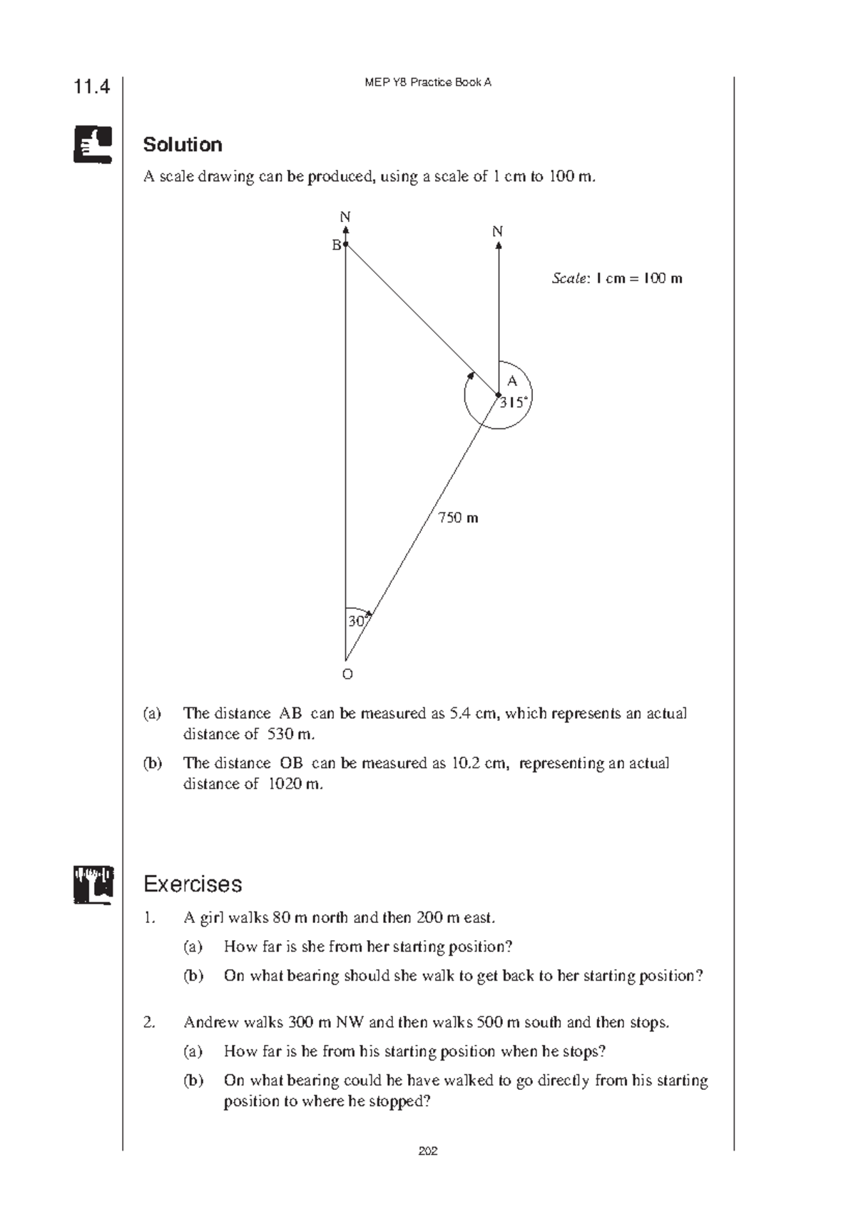 Year 11 Bearings - MEP Y8 Practice Book A 202 11. Solution A scale ...