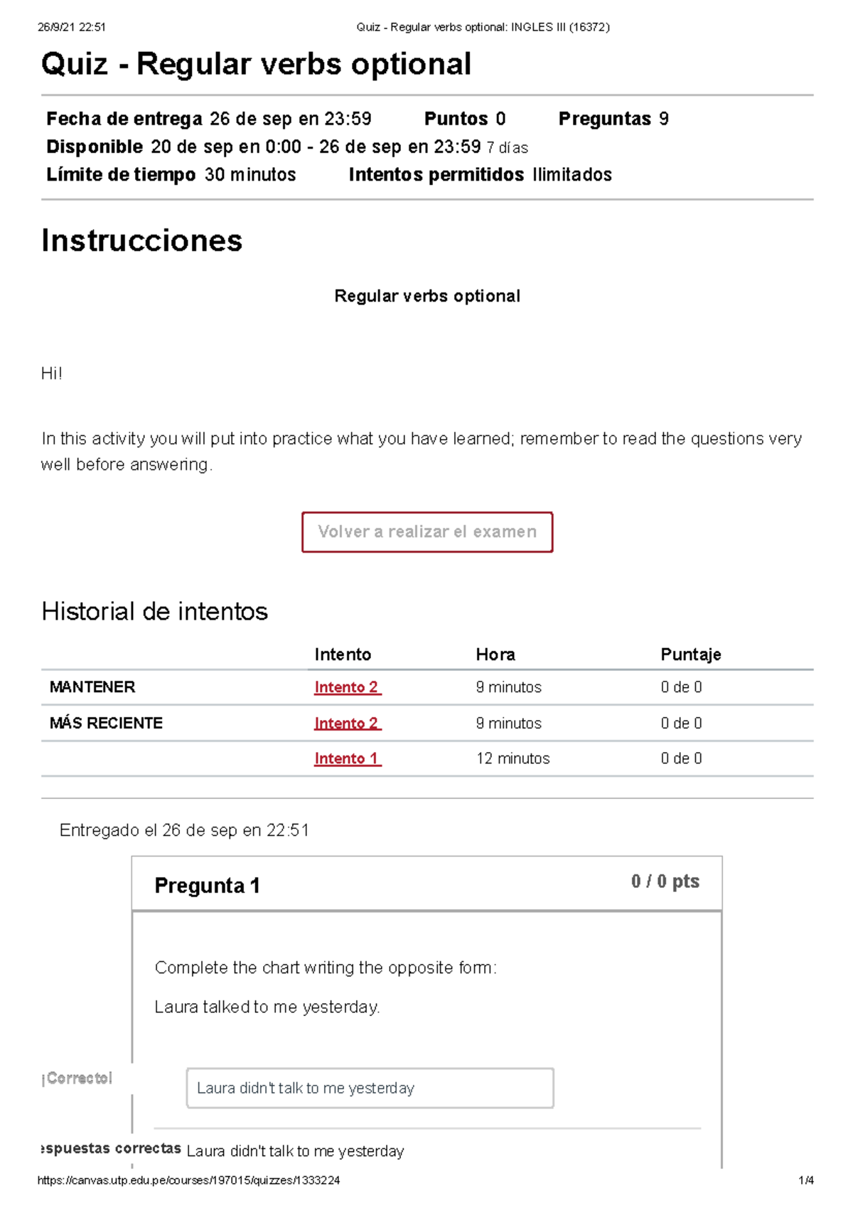 Quiz - Regular verbs optional Ingles III (16372) respuestas - Quiz ...