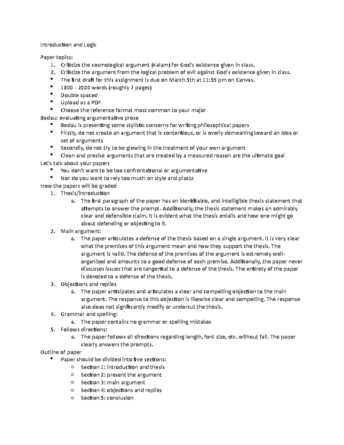 Introduction and logic lecture - Introduction and Logic Paper topics: 1 ...