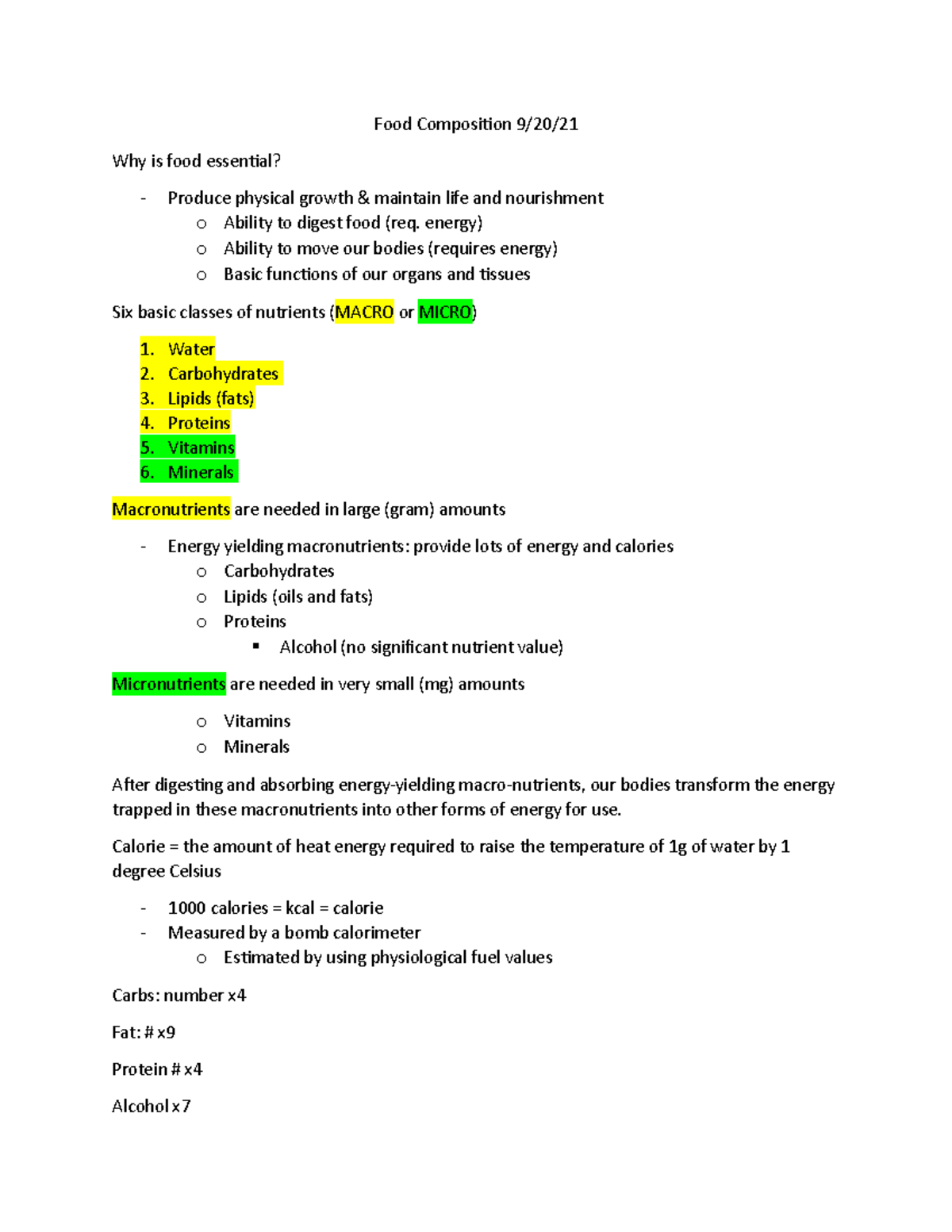 Food Composition Lecture - Food Composition 9/20/ Why is food essential ...
