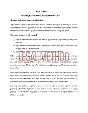 Classification of law - CLASSIFICATIONS OF LAW Classiicaions of law are ...