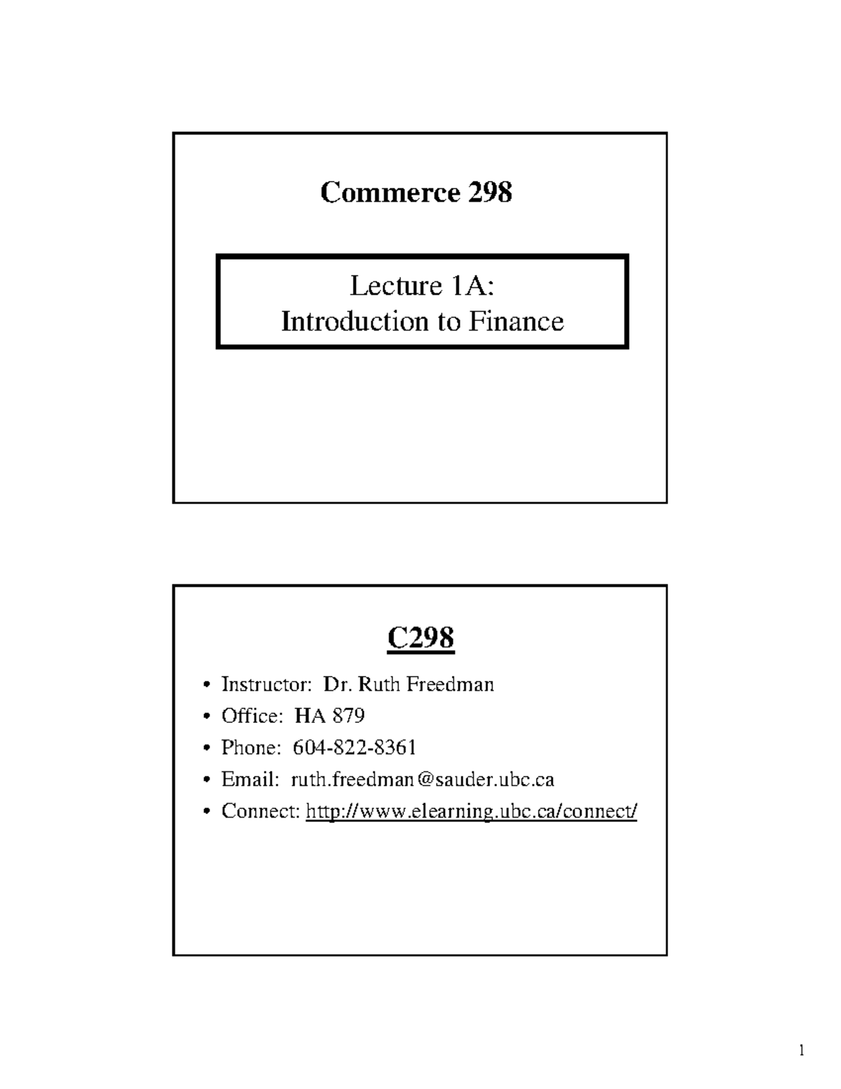 Lecture 1 and 2 Notes - Lecture 1A: Introduction to Finance Commerce ...